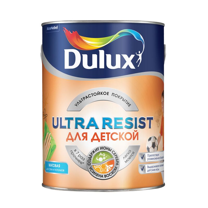 Купить Краска для детской Dulux Ultra Resist матовая BW, 5 л в Мегионе ...
